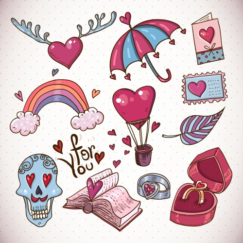 Cute animals comic valentines day cartoon Vector Image