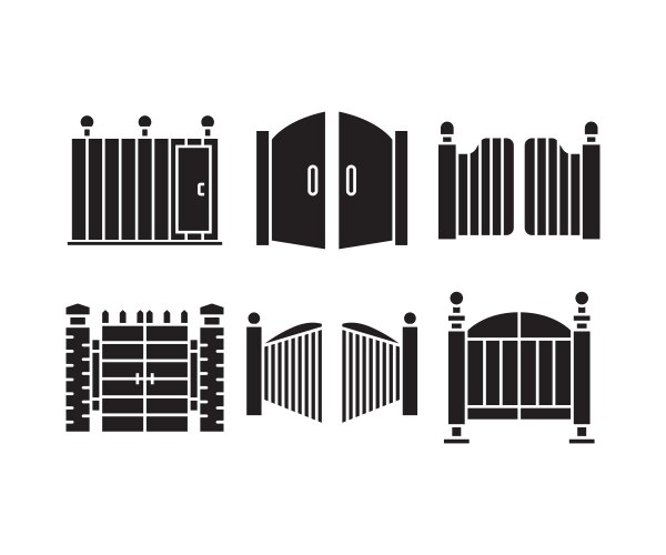 Gate and fence icons Royalty Free Vector Image