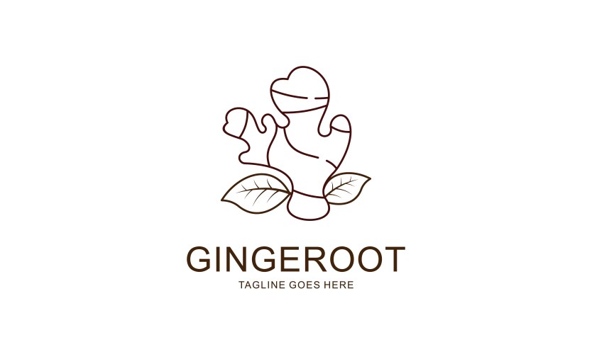 Ginger root logo round linear Royalty Free Vector Image