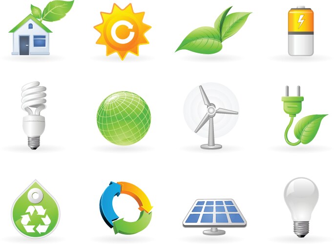 Renewable energy and green technology icons Vector Image