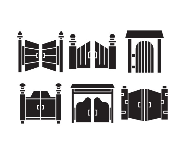 Gate and fence icons Royalty Free Vector Image
