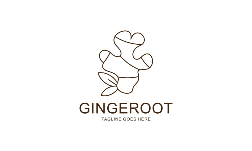 Ginger root logo round linear logo of ginger Vector Image