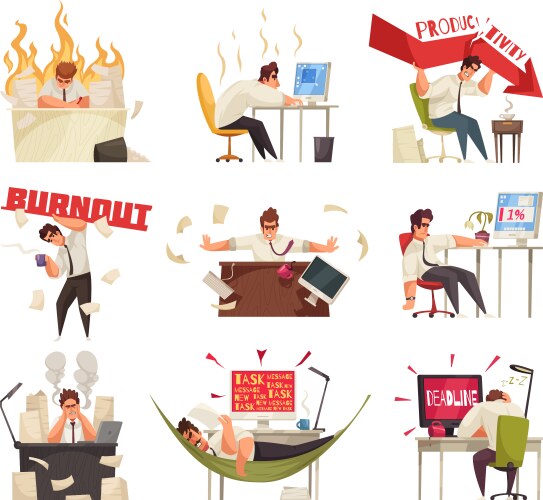 Professional burnout set Royalty Free Vector Image
