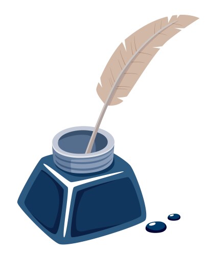 Feather and ink pot Royalty Free Vector Image - VectorStock