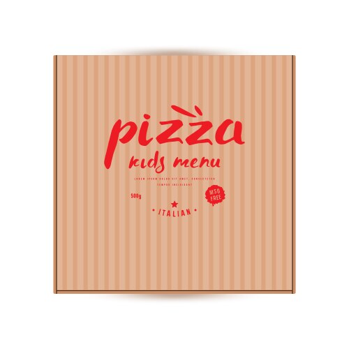 Decorative sanserif font and pizza box cover Vector Image