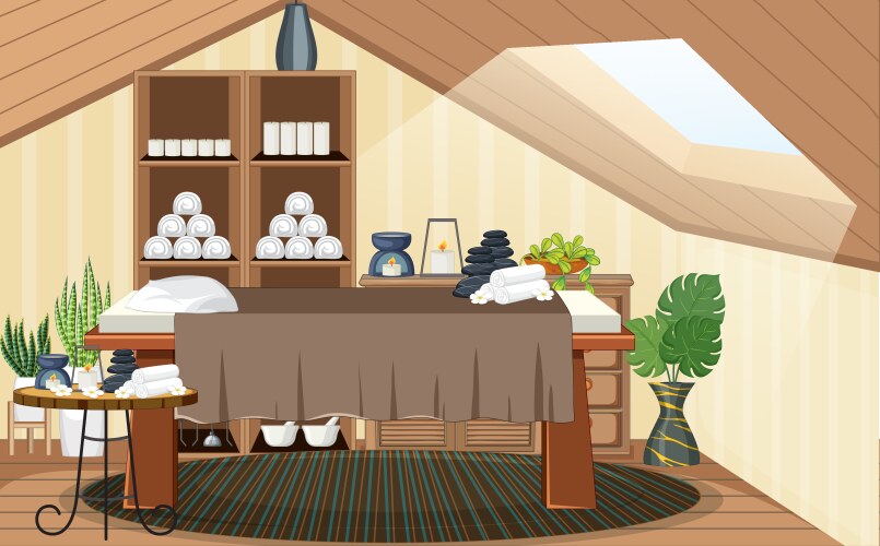 Interior spa room scene Royalty Free Vector Image