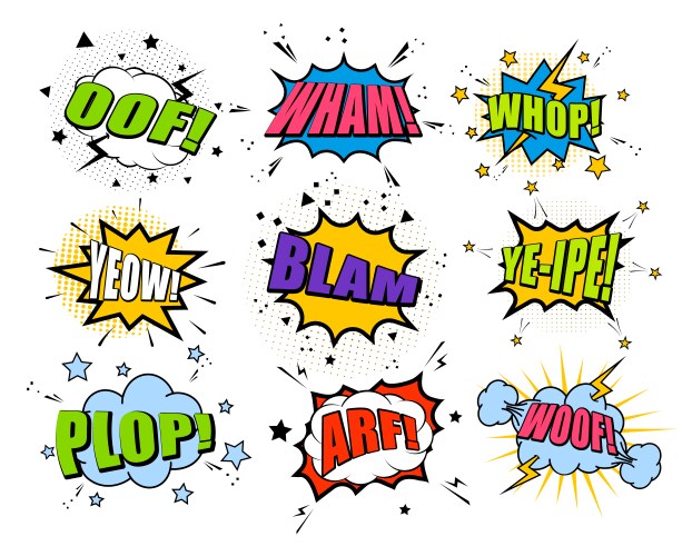 Exclamation texting comic signs on speech bubbles Vector Image