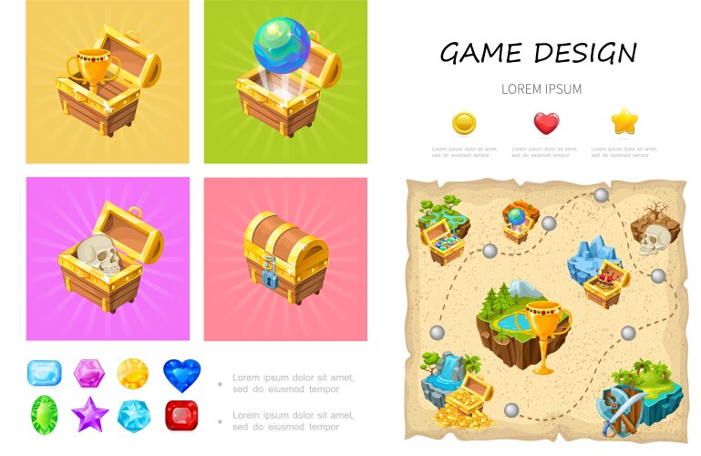 Cartoon game elements composition Royalty Free Vector Image