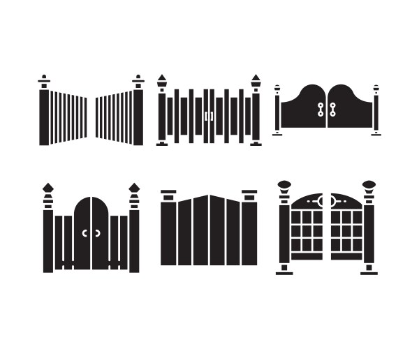 Gate and fence icons Royalty Free Vector Image