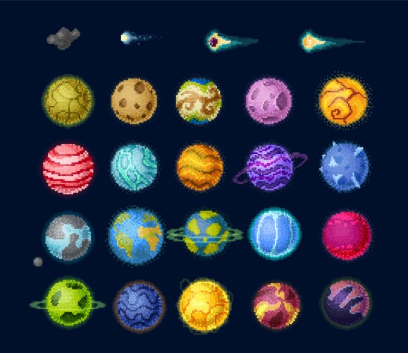 Pixel fruits cartoon 2d game sprite asset Vector Image