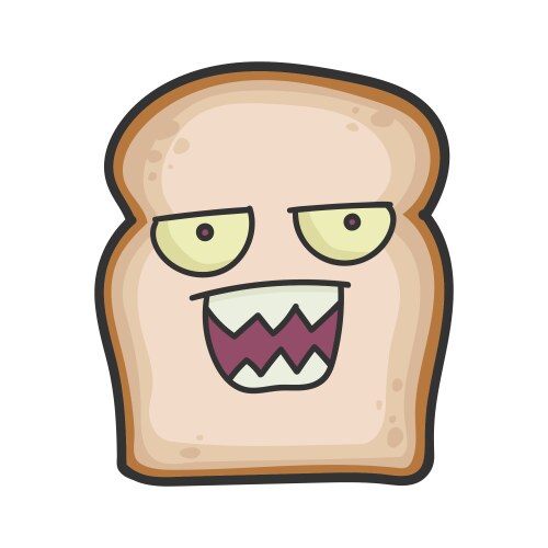 Evil slice bread cartoon Royalty Free Vector Image