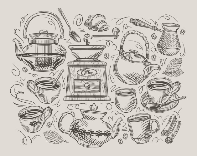 Set tea ceremony with various traditional tools Vector Image