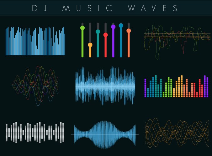 Sound waves music equalizer frequency spectrum Vector Image