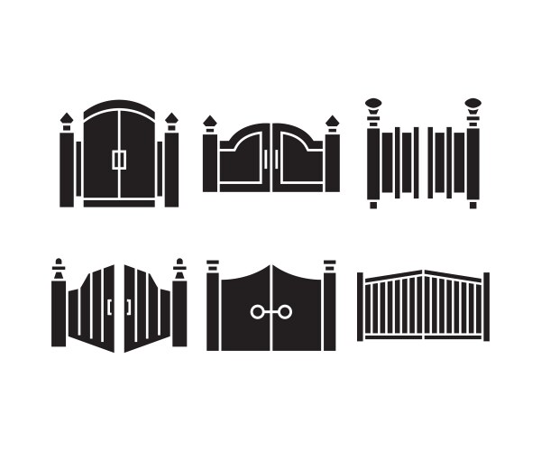 Gate and fence icons Royalty Free Vector Image