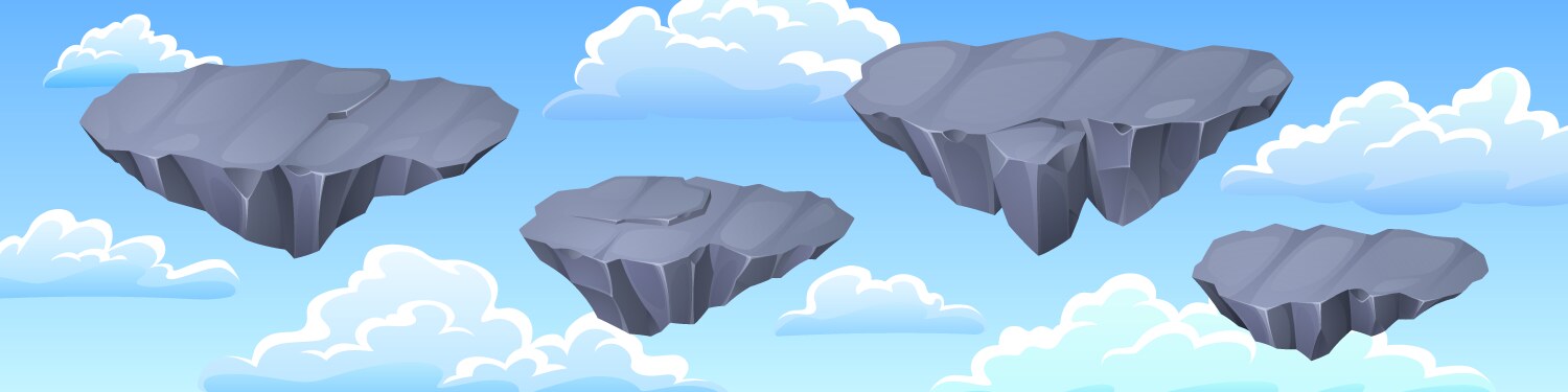 Low poly flying island floating landforms Vector Image