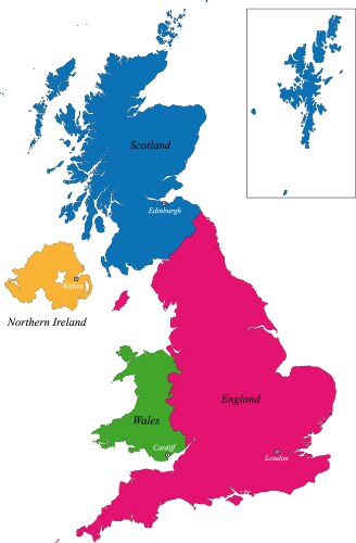 Map united kingdom with counties Royalty Free Vector Image