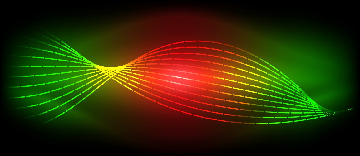 A set of four colorful waves on black background Vector Image