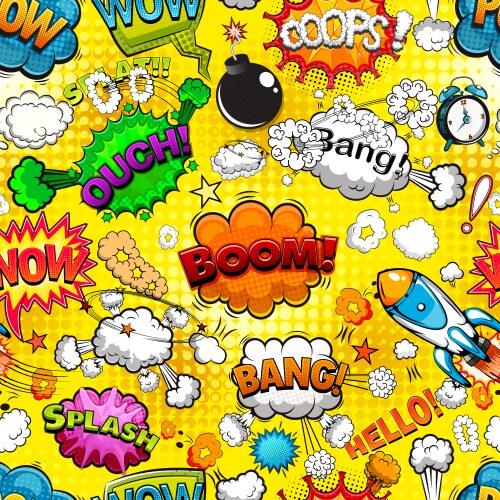 Comic book words pop art background seamless Vector Image
