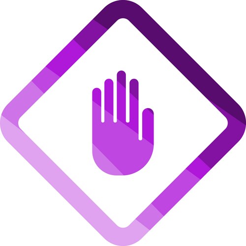 Adblock or red stop sign with hand icon Royalty Free Vector