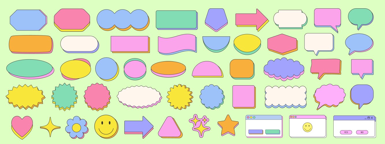Cool y2k sticker geometric shapes pop art Vector Image