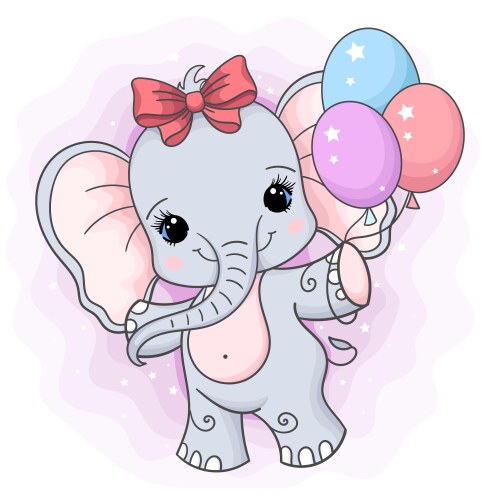 Baby Elephant with Blue Balloon Vector Images (over 180)