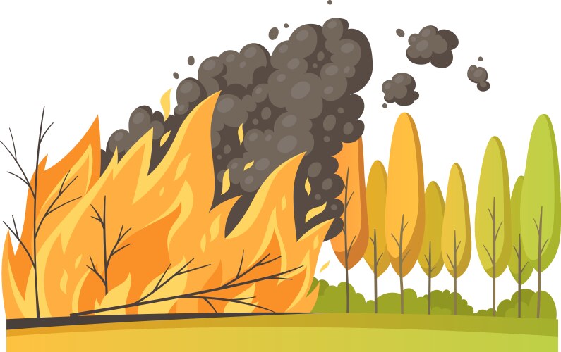 Forest fire cartoon Royalty Free Vector Image - VectorStock