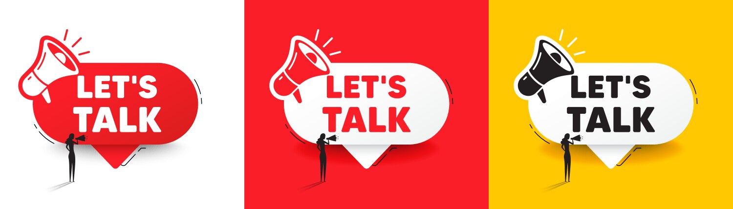 Lets talk tag connect offer sign hands showing Vector Image