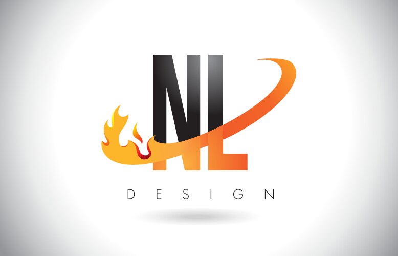 Hl h l letter logo with fire flames design Vector Image