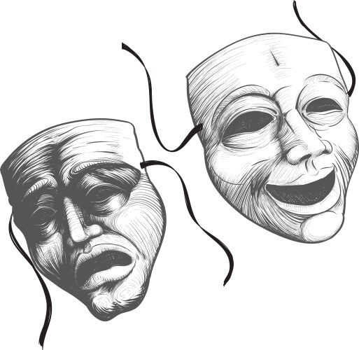 Theater masks Royalty Free Vector Image - VectorStock
