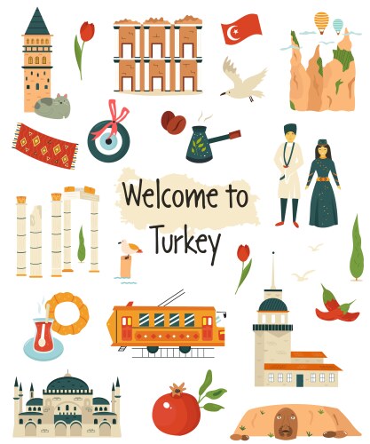Set of country turkey culture and traditional Vector Image