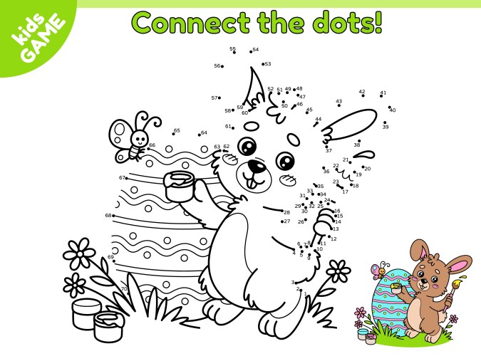 Easter kids game connect the dots and draw rabbit Vector Image