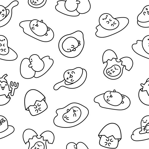 Kawaii yolk with funny face seamless pattern Vector Image