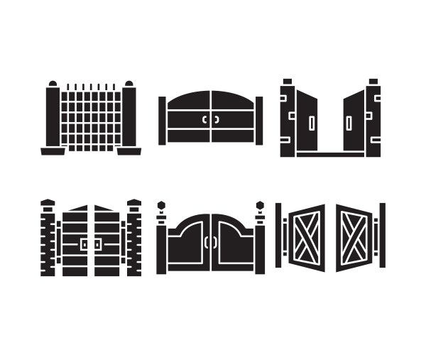 Gate and fence icons Royalty Free Vector Image