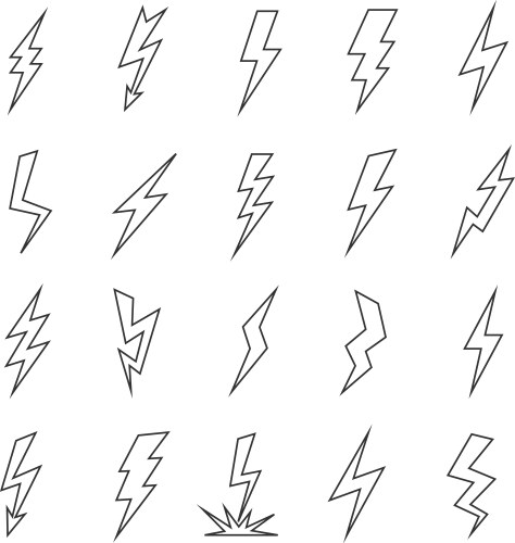Lightning bolt set Royalty Free Vector Image - VectorStock