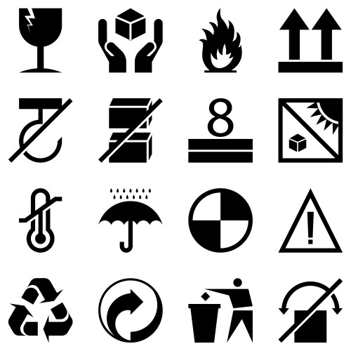 Warning of packaging symbol Royalty Free Vector Image