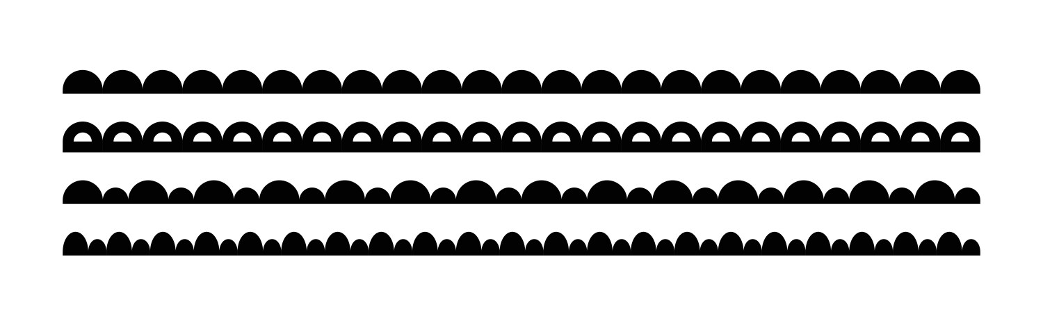 Scalloped edge seamless strokes set simple Vector Image