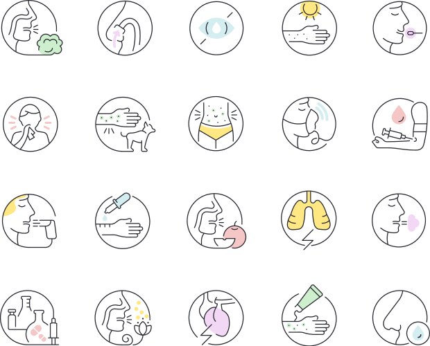 Smell icons smoke steam nose smelling odor scent Vector Image