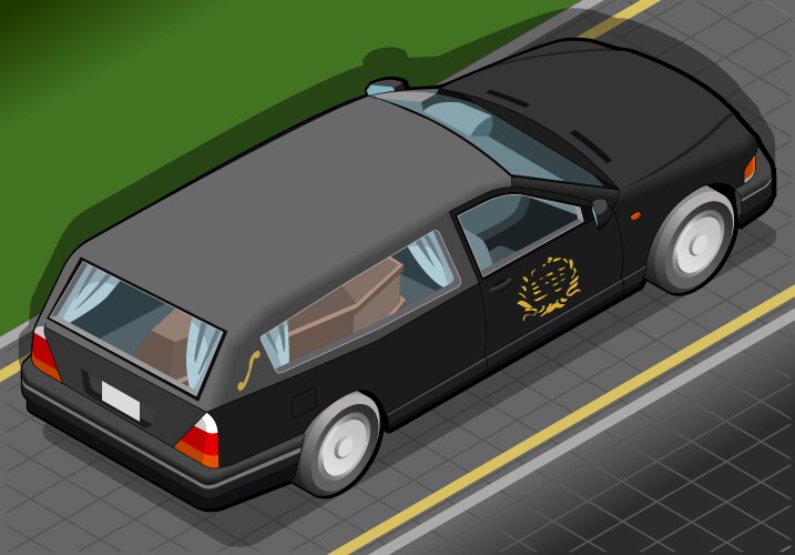 Hearse icon in monochrome style isolated on white Vector Image