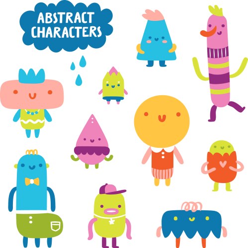 Abstract characters geometric comic creature Vector Image