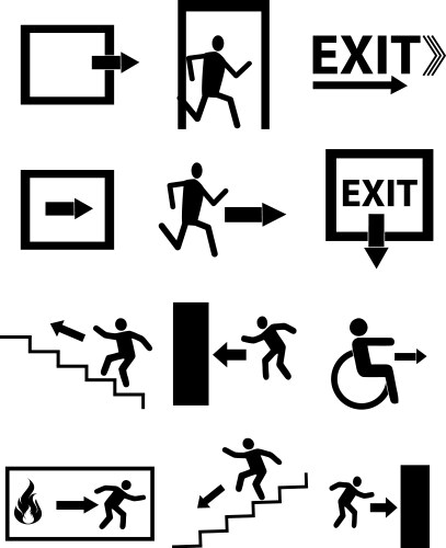 Emergency exit and assembly point sign with arabic