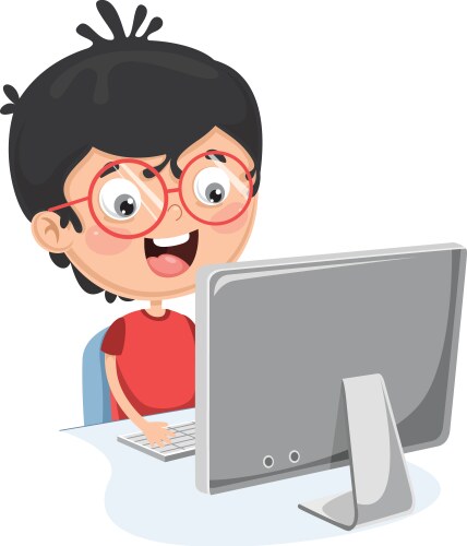 Kid with computer Royalty Free Vector Image - VectorStock