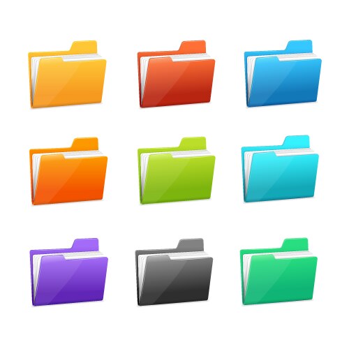 Three folders on white background Royalty Free Vector Image