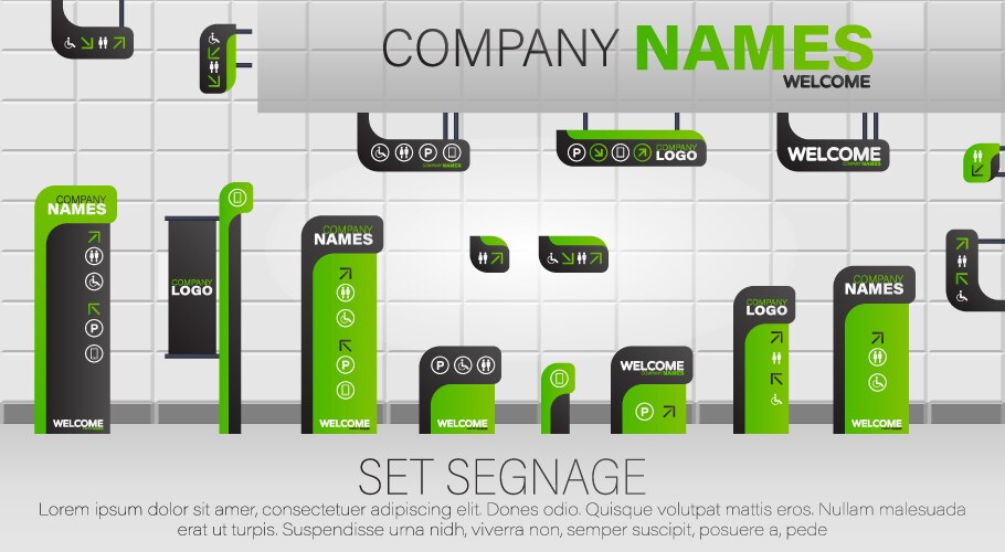 Exterior and interior signage concept direction Vector Image
