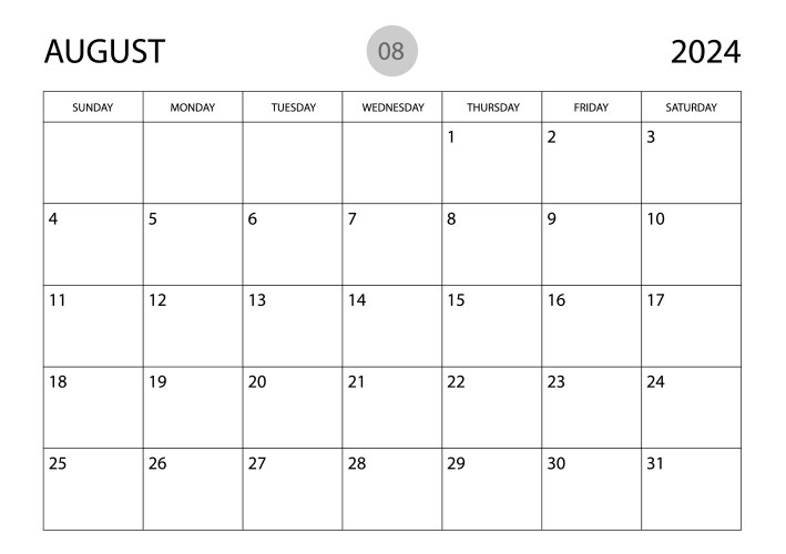 July 2024 year planner template calendar Vector Image