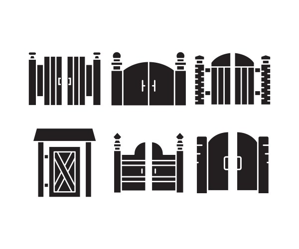 Gate and fence icons Royalty Free Vector Image