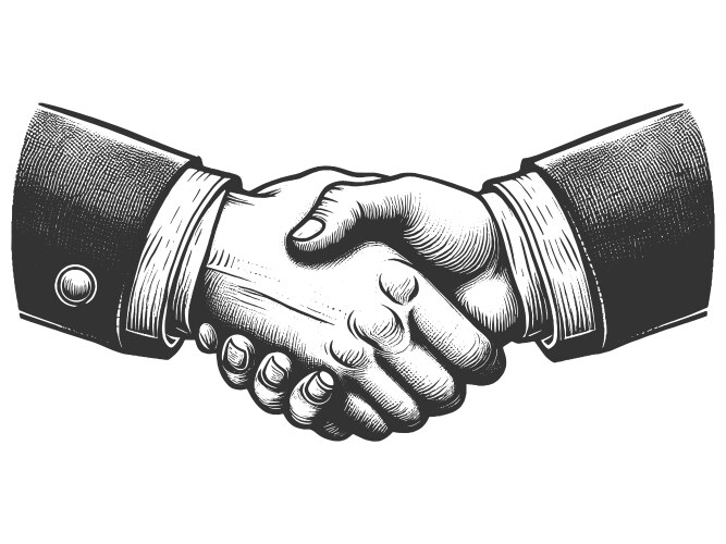 Businesswomen handshake engraving Royalty Free Vector Image