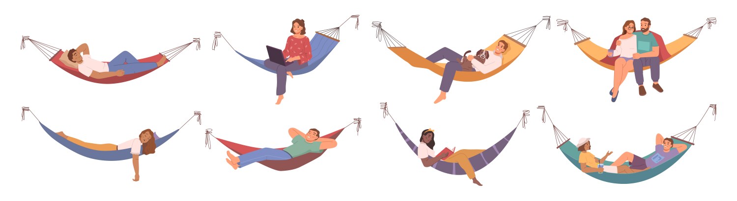 People cartoon characters lying awake in bed using