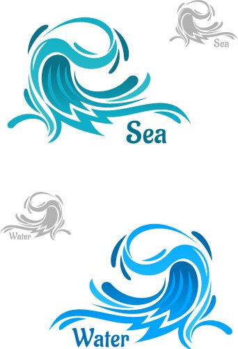 Wave emblems ocean water abstract isolated Vector Image