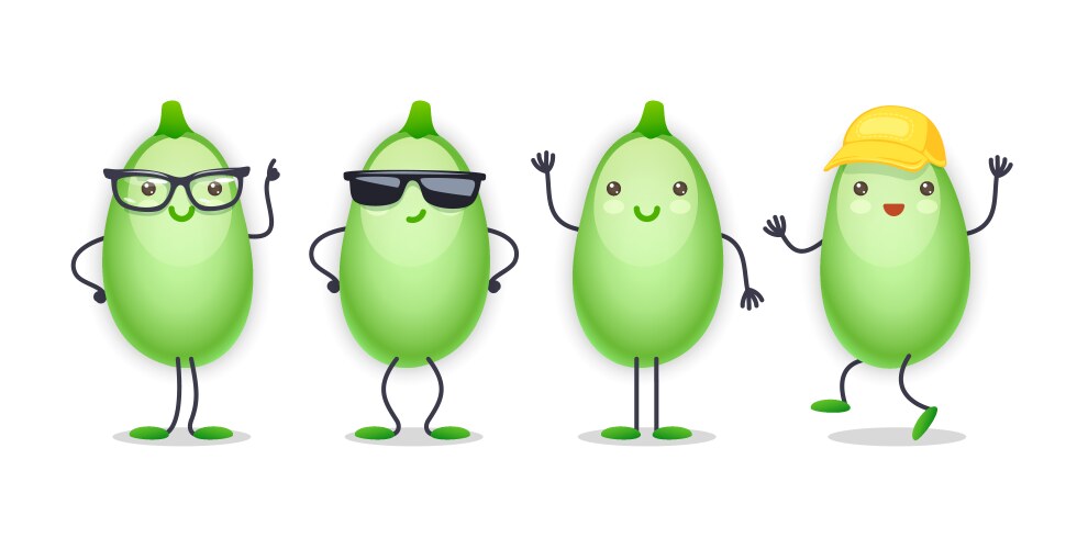 Zucchini cartoon character isolated on white Vector Image