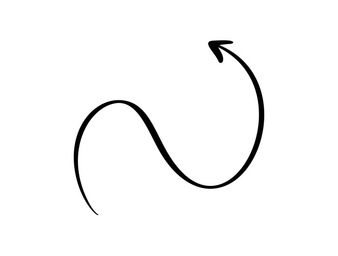 Curved wavy hand drawn arrow simple for design Vector Image